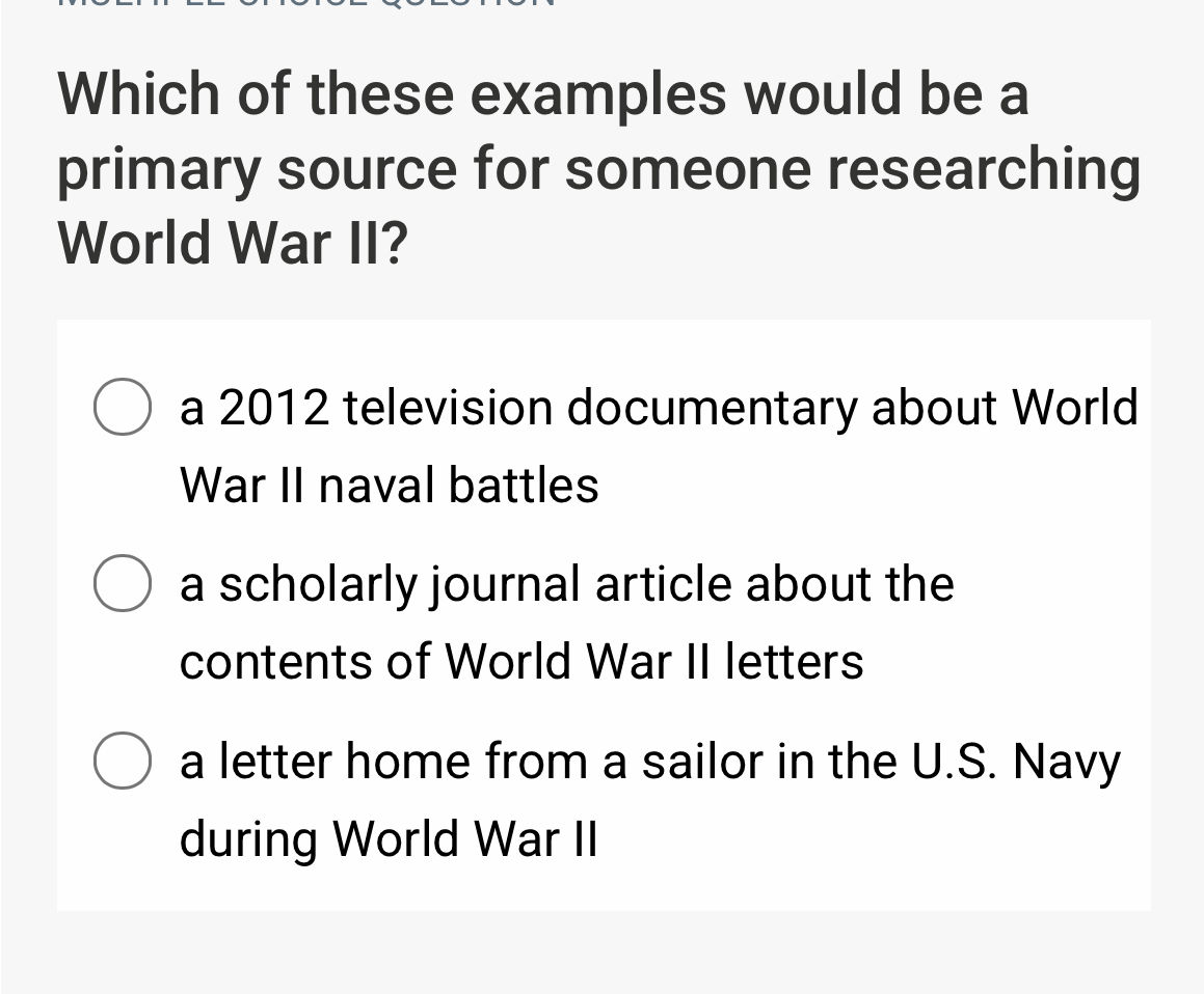 Which of these examples would be a primary | StudyX