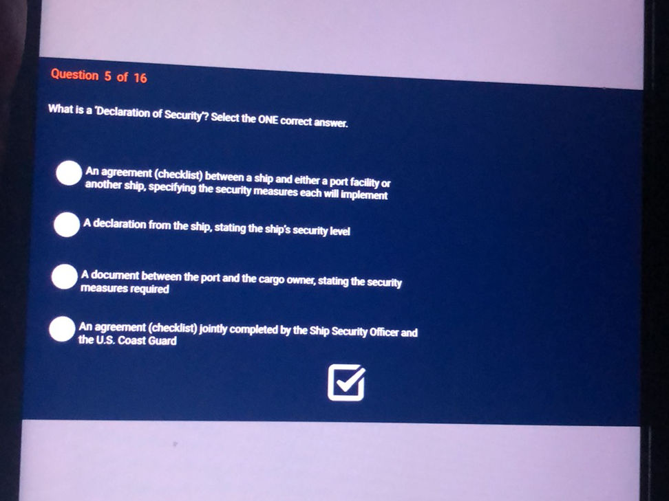 Question 5 of 16 What is a 'Declaration of | StudyX