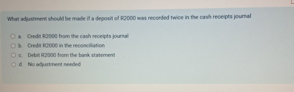 What adjustment should be made if a deposit | StudyX