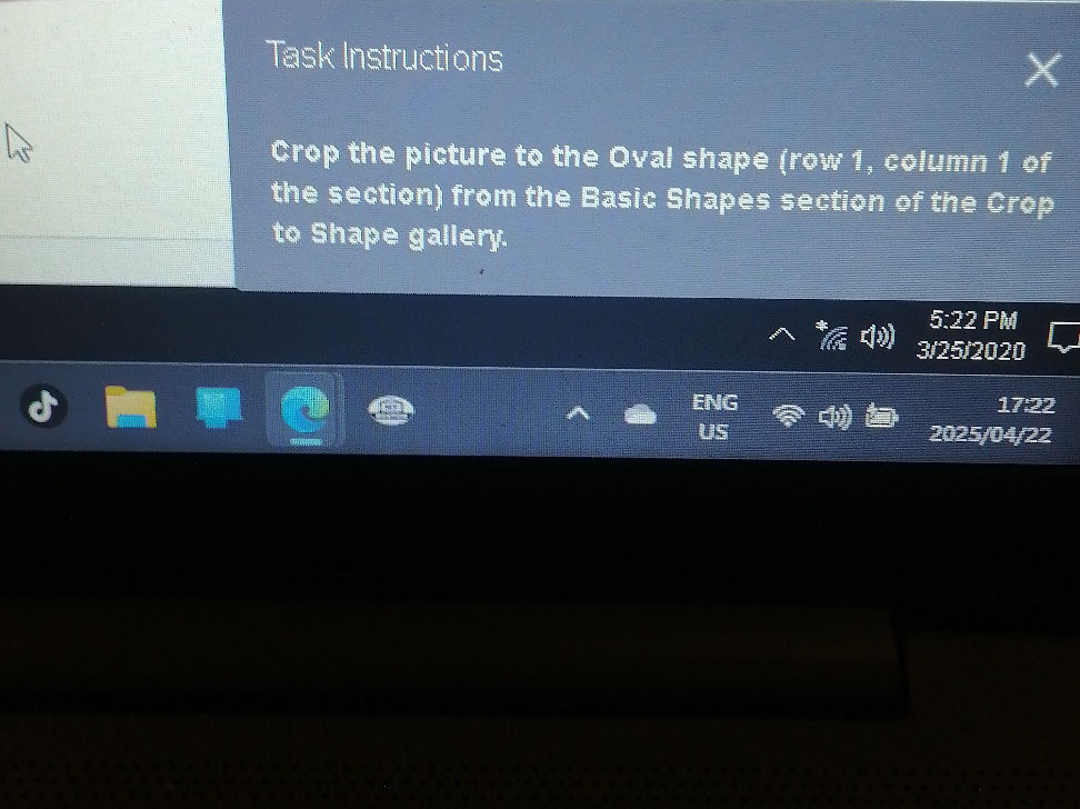 Crop the picture to the Oval shape (row 1, | StudyX