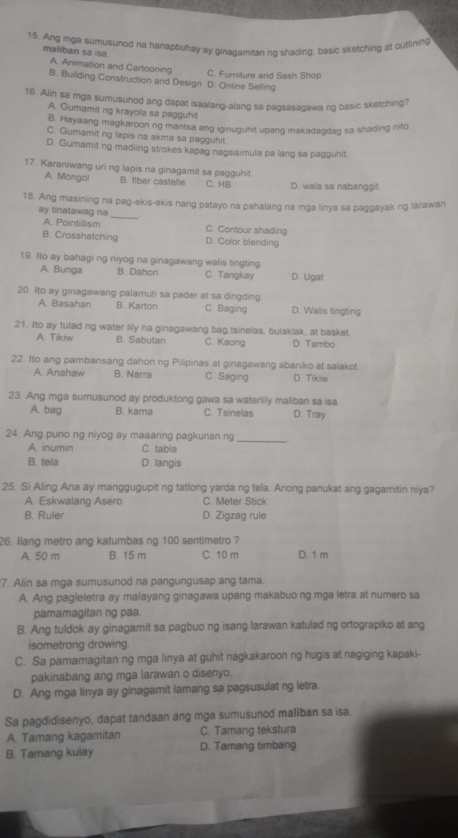 15. Ang mga sumusunod na hanapbuhay ay | StudyX