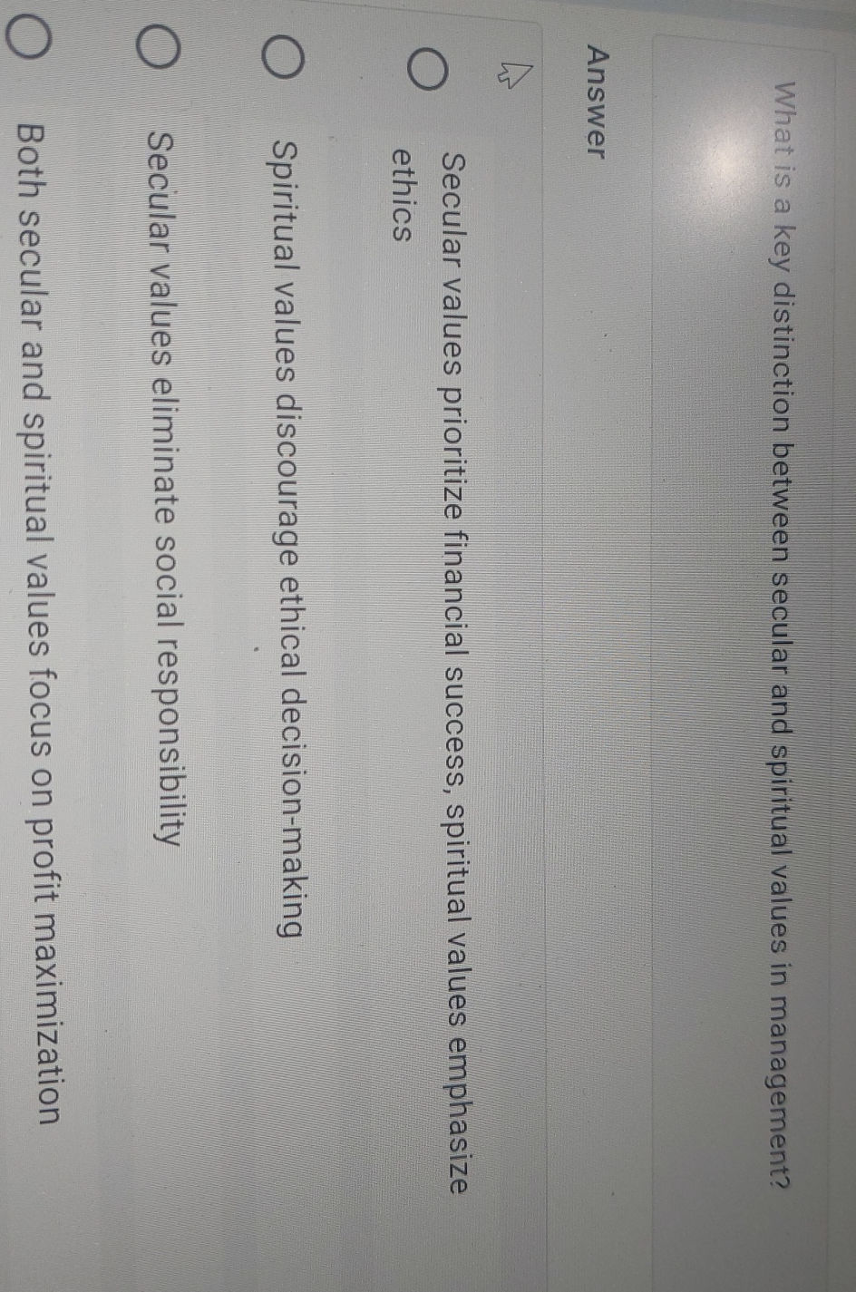 What is a key distinction between secular | StudyX