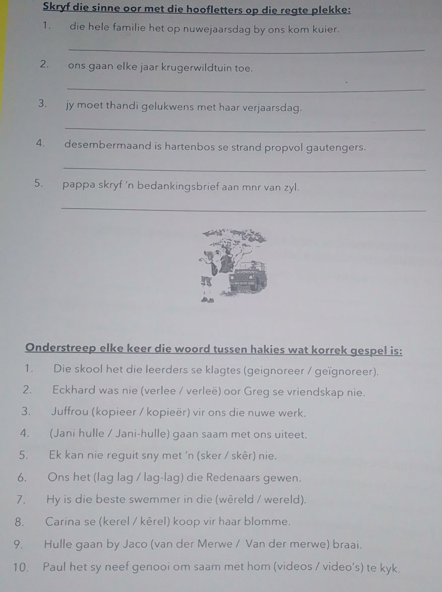 Skryf die sinne oor met die hoofletters op | StudyX
