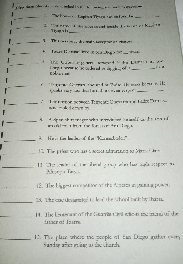 Direction: Identify what is asked in the | StudyX