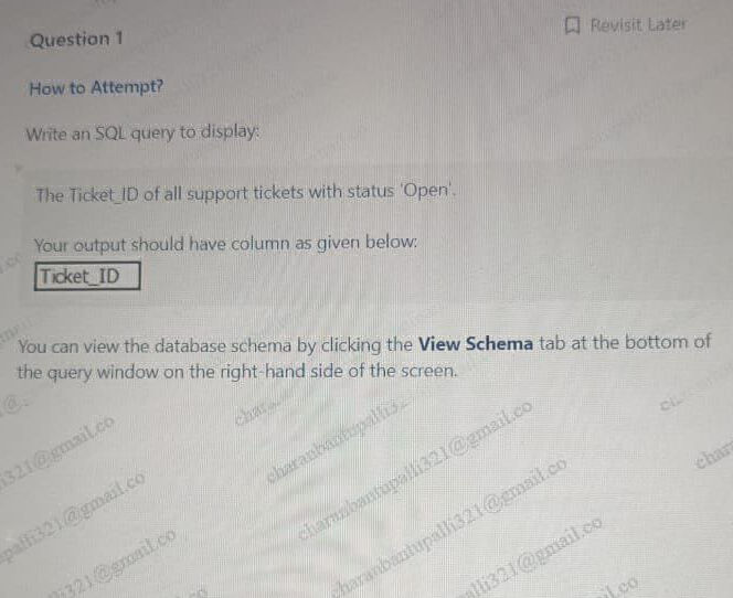 Write an SQL query to display: The | StudyX