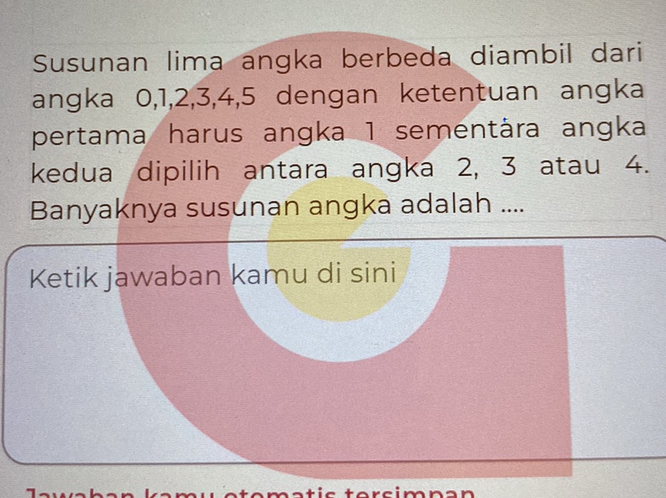 Susunan lima angka berbeda diambil dari | StudyX