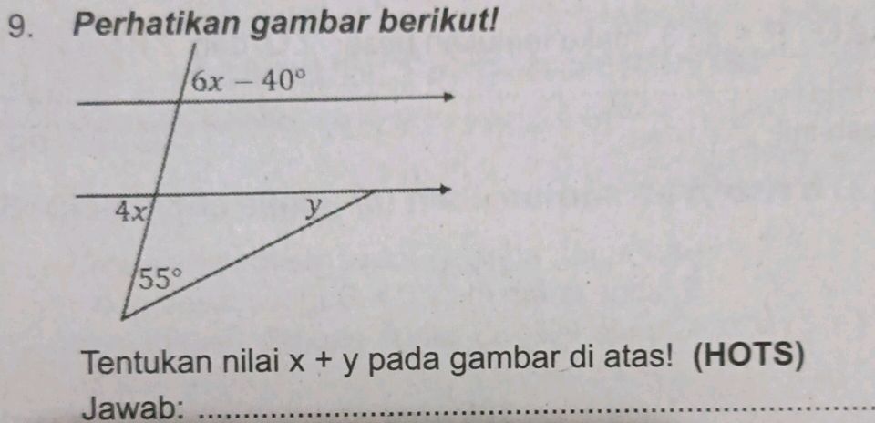 Perhatikan gambar berikut! $ {c}6x - 40^{ } | StudyX