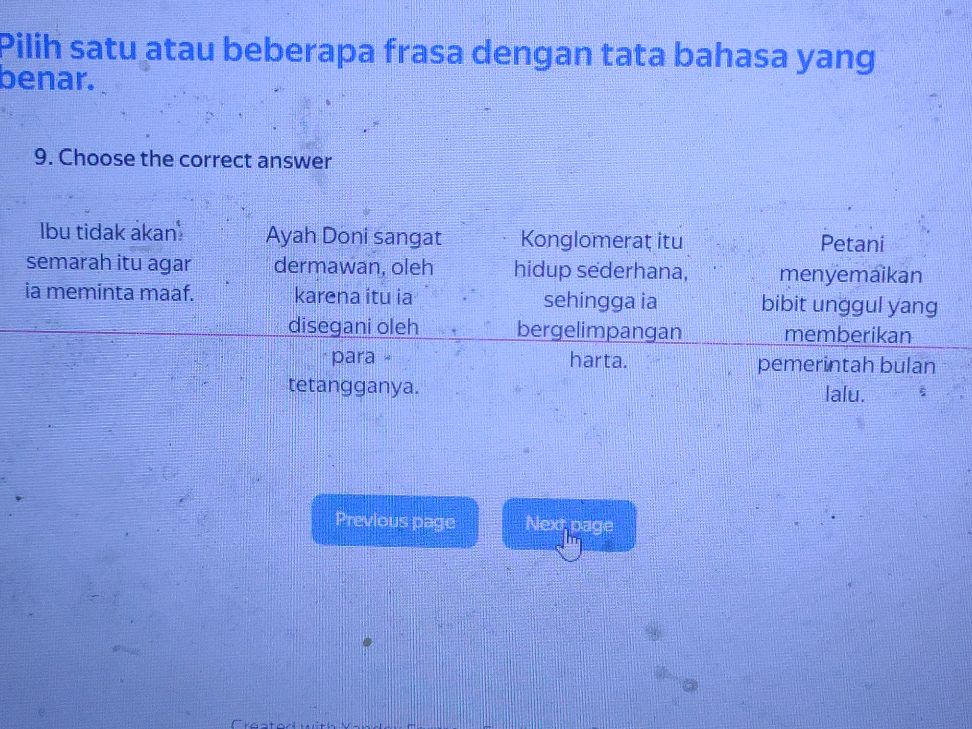 Pilih satu atau beberapa frasa dengan tata | StudyX