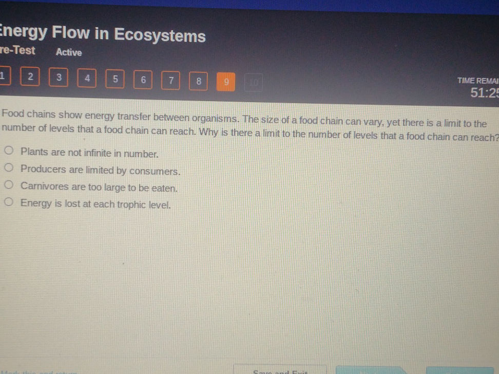 Food chains show energy transfer between | StudyX