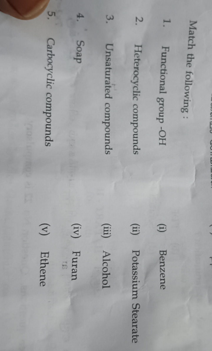 Match the following: 1. Functional group | StudyX