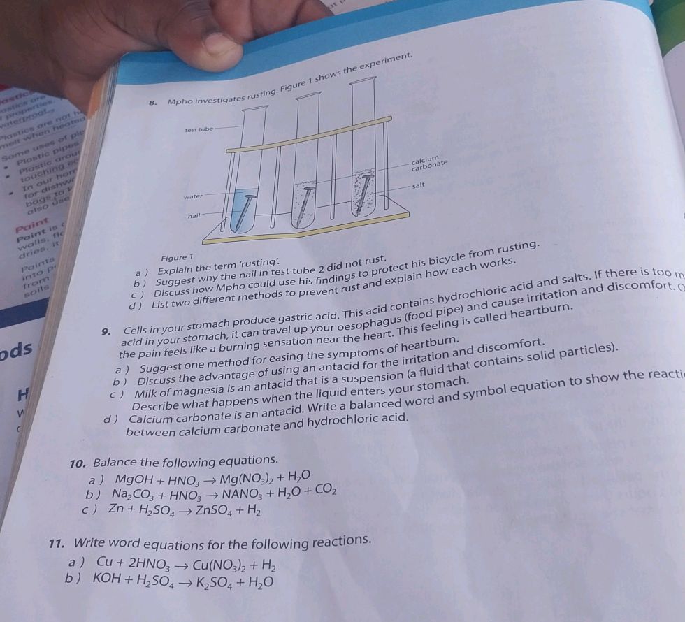 8. Mpho investigates rusting. Figure 1 shows | StudyX