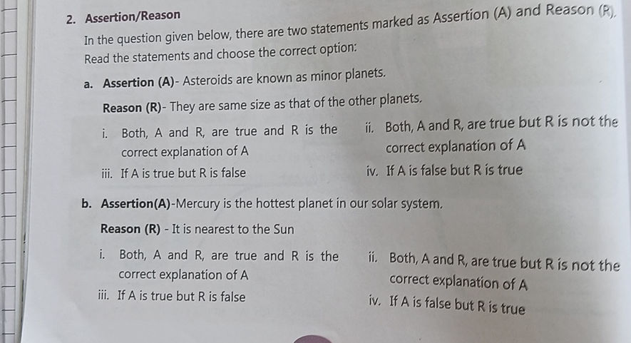 2. Assertion/Reason In the question given | StudyX
