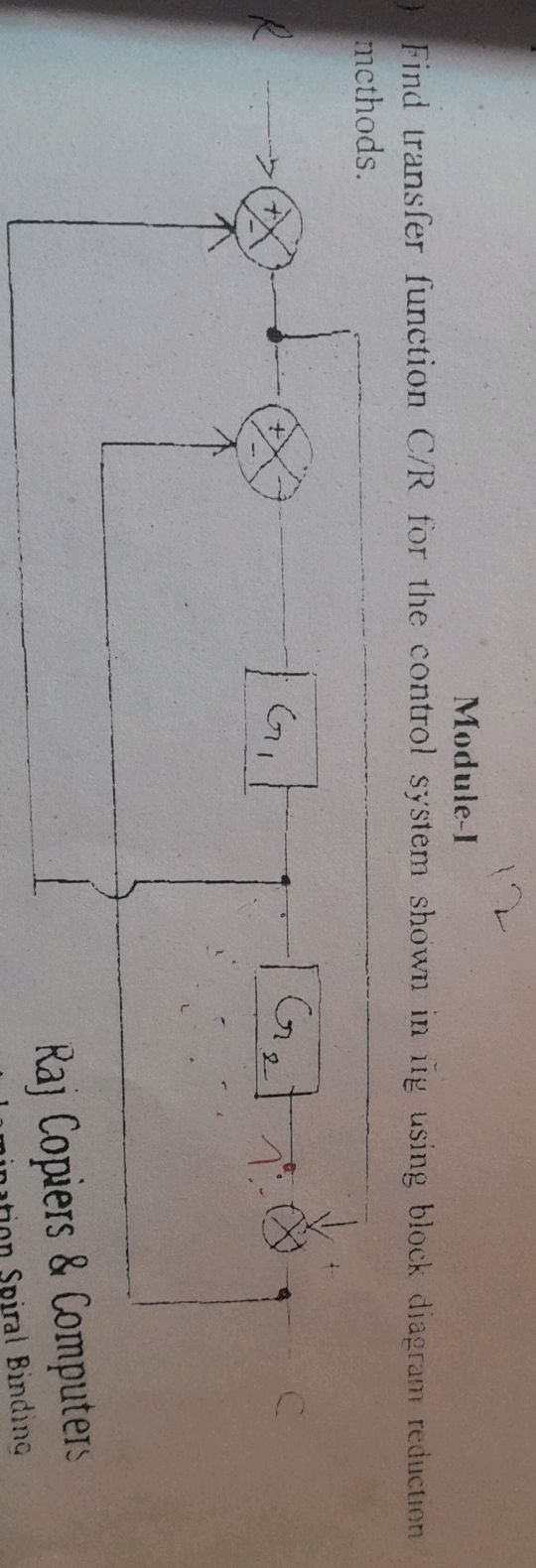 Find transfer function C/R for the control | StudyX