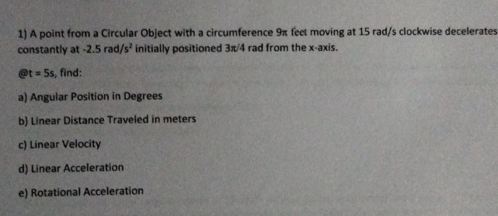 1) A point from a Circular Object with a | StudyX