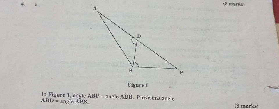 In Figure 1, angle ABP = angle ADB. Prove | StudyX