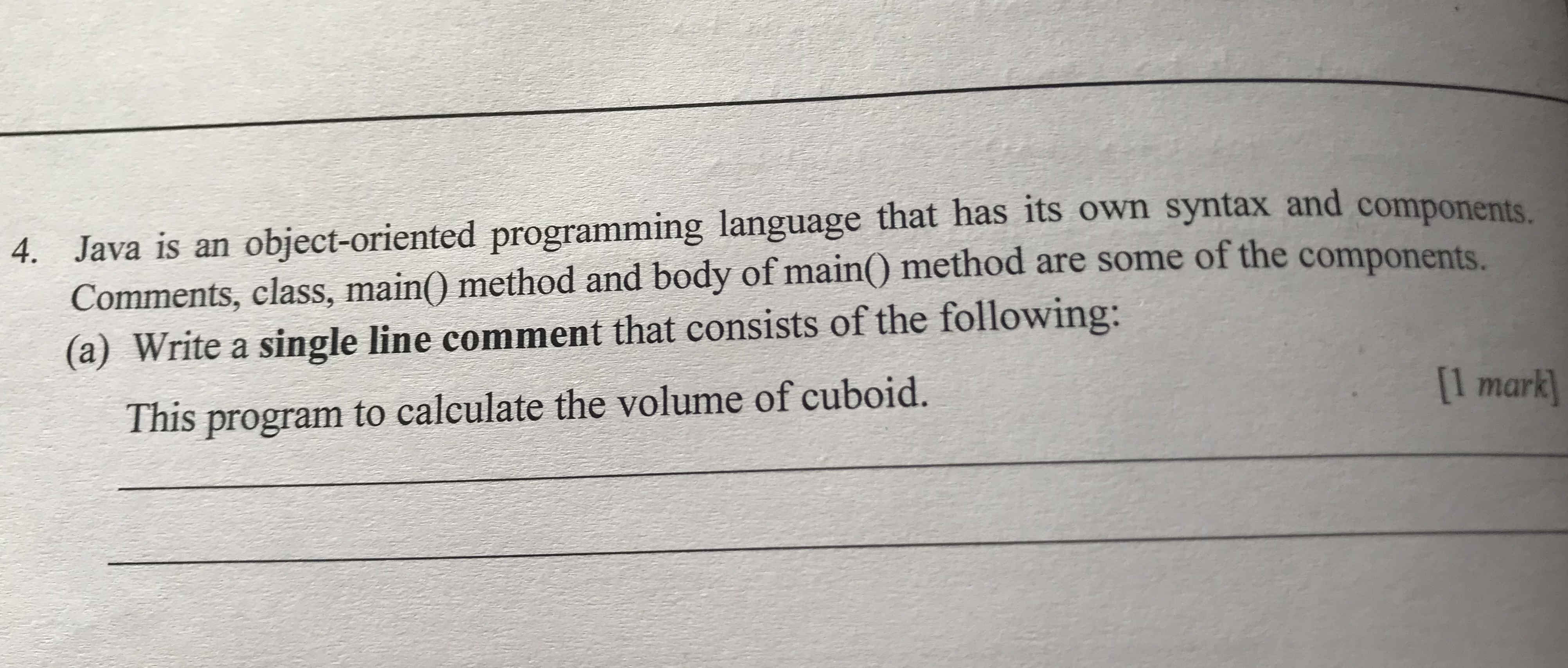 4. Java is an object-oriented programming | StudyX