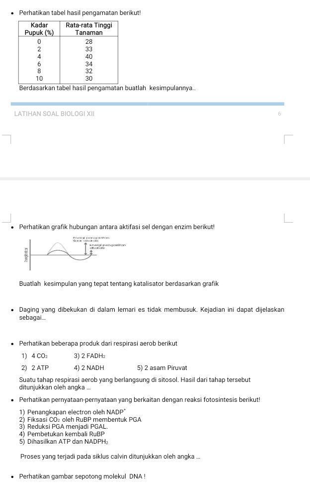 Perhatikan tabel hasil pengamatan berikut! | StudyX