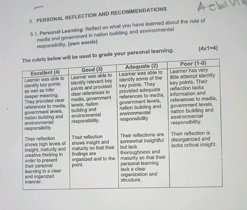5. PERSONAL REFLECTION AND RECOMMENDATIONS | StudyX