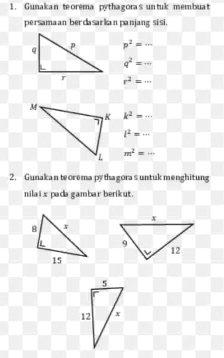 1. Gunakan teorema pythagoras untuk membuat | StudyX