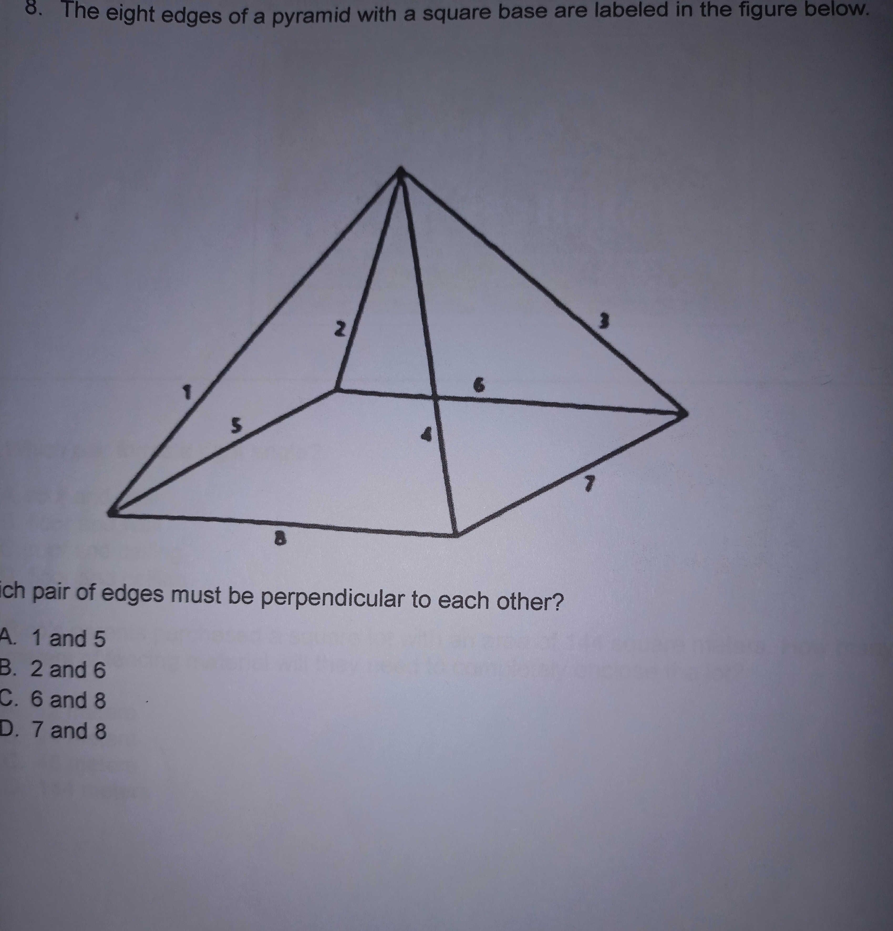 8. The eight edges of a pyramid with a | StudyX
