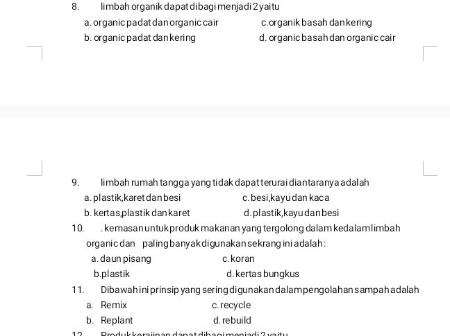 8. limbah organik dapat dibagi menjadi 2 | StudyX