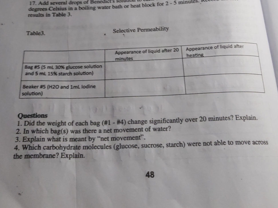 Table3. Selective Permeability | | | StudyX