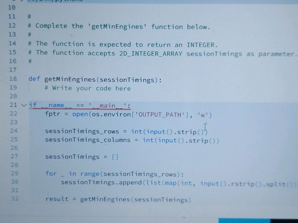 # Complete the 'getMinEngines' function | StudyX