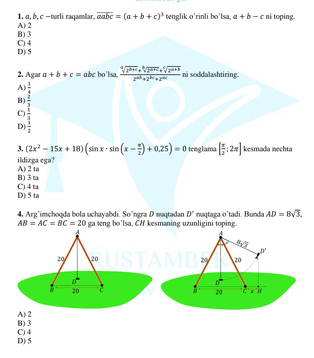 1. a, b, c -turli raqamlar, \( {abc} = (a + | StudyX