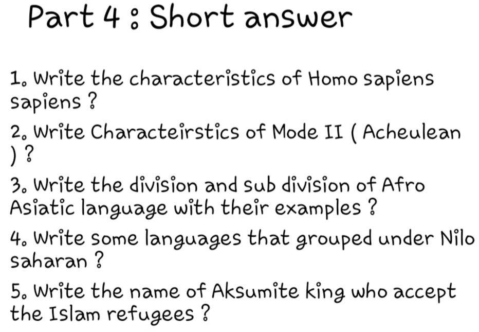 1. Write the characteristics of Homo sapiens | StudyX