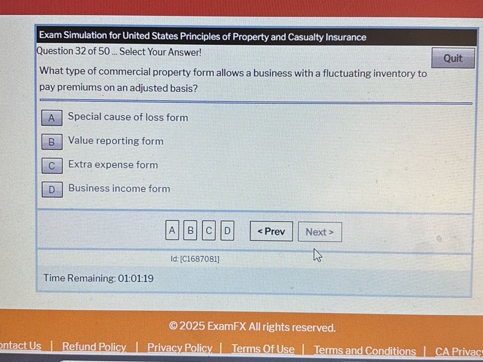 What type of commercial property form allows | StudyX