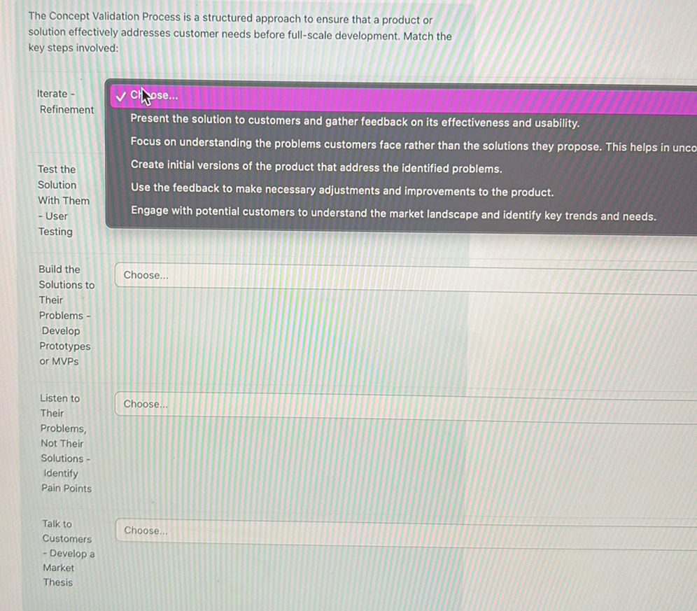 The Concept Validation Process is a | StudyX