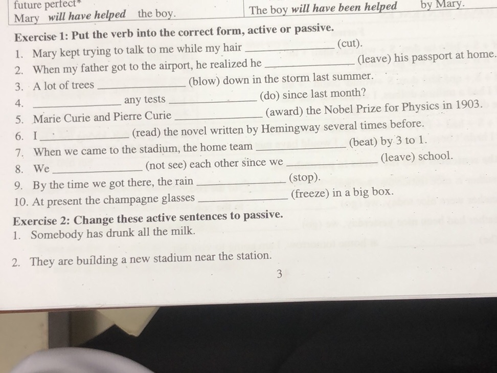 Exercise 1: Put the verb into the correct | StudyX