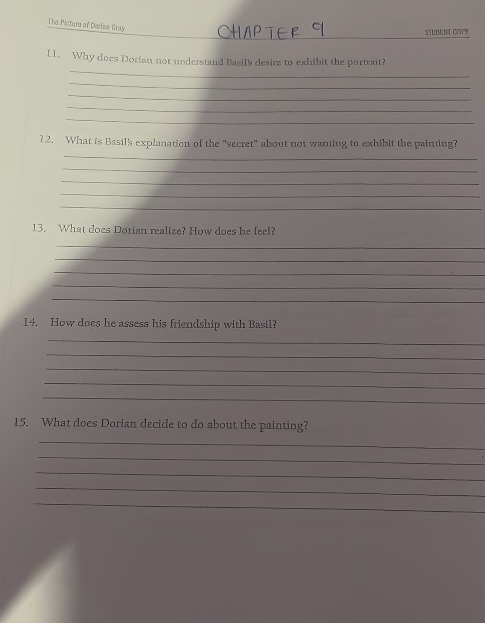 11. Why does Dorian not understand Basil's | StudyX