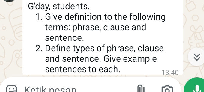 G'day, students. 1. Give definition to the | StudyX