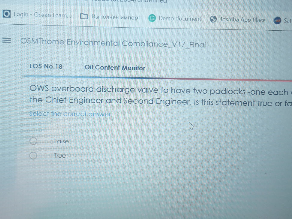 OWS overboard discharge valve to have two | StudyX