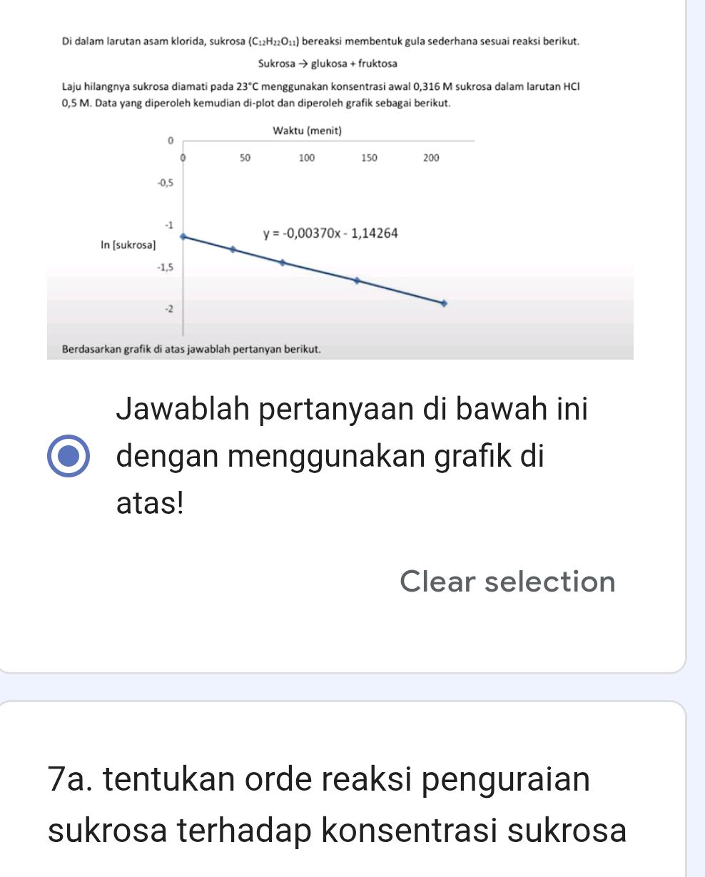 Di dalam larutan asam klorida, sukrosa | StudyX