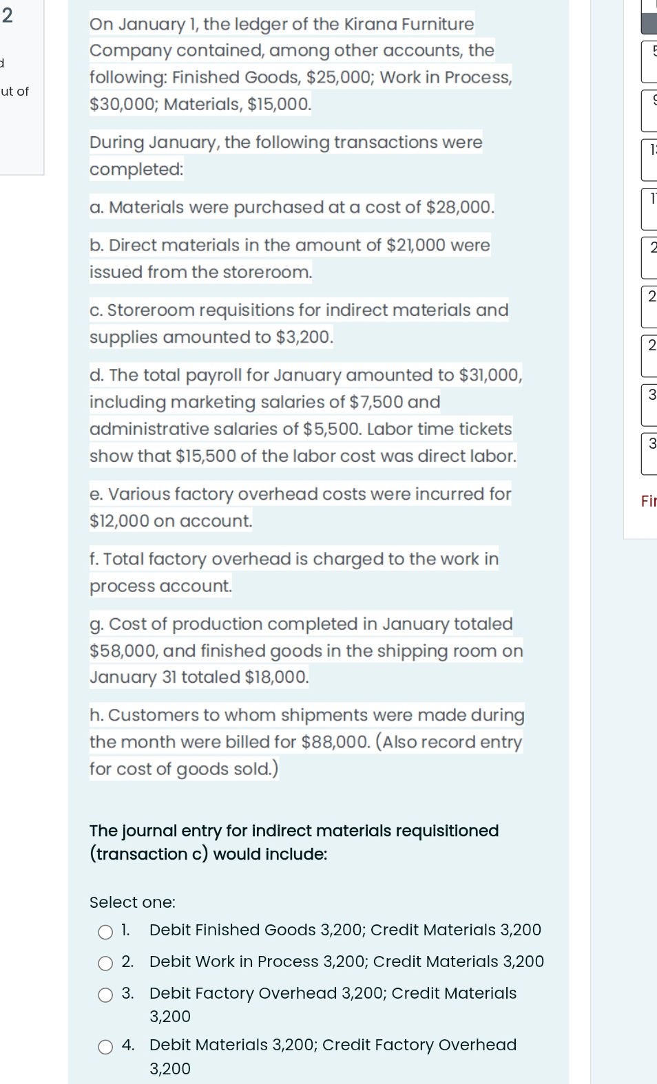 The journal entry for indirect materials | StudyX