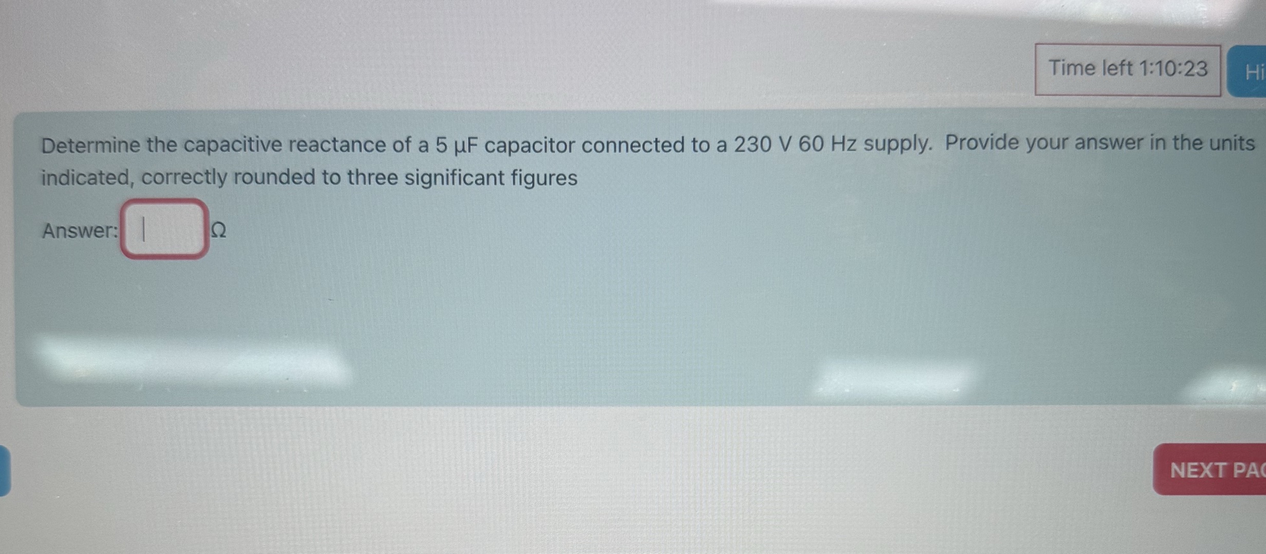 Determine the capacitive reactance of a 5 µF | StudyX