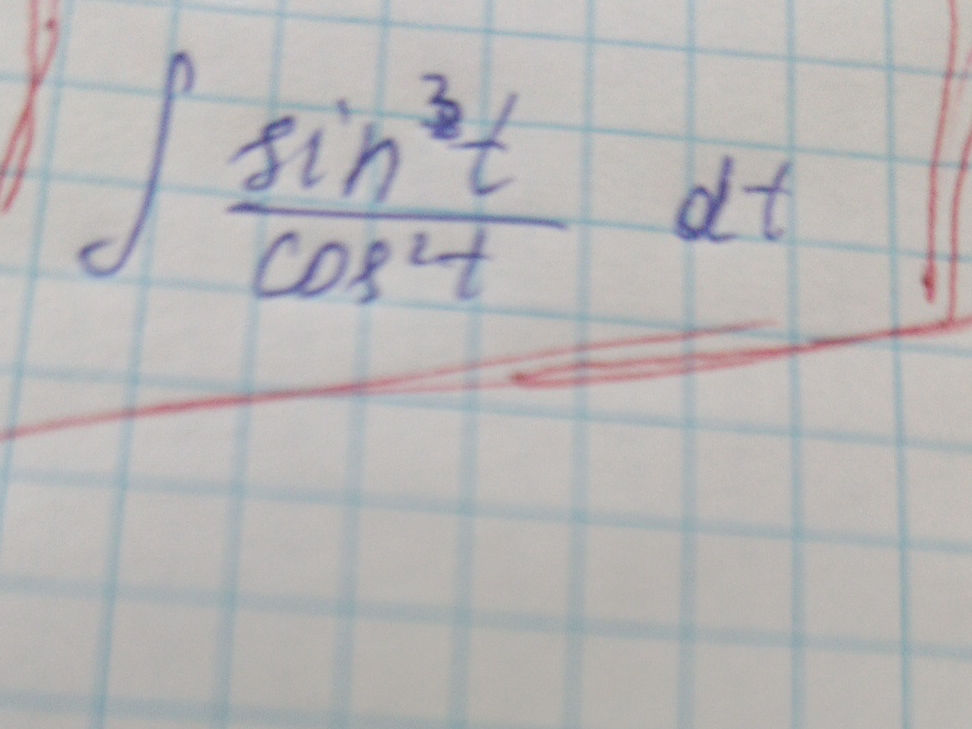Integral of sin^3(t) / cos^4(t) | StudyX