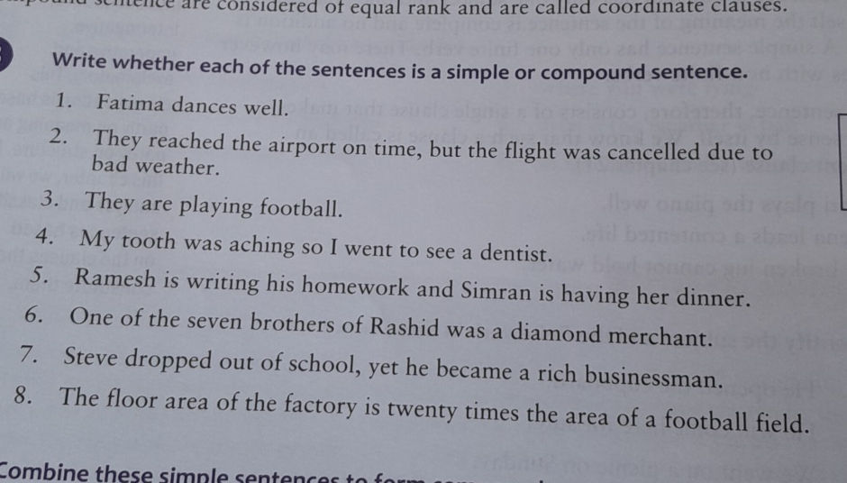 Write whether each of the sentences is a | StudyX