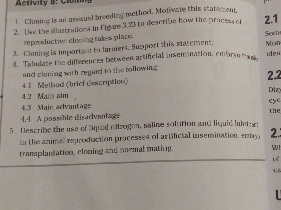 1. Cloning is an asexual breeding method. | StudyX