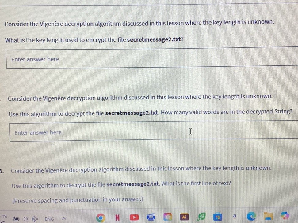 1. Consider the Vigenère decryption | StudyX