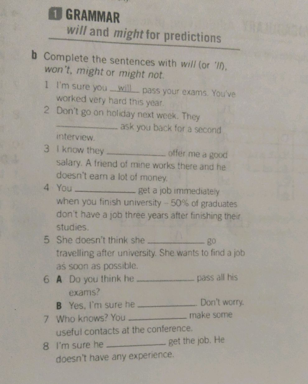b Complete the sentences with will (or 'll), | StudyX