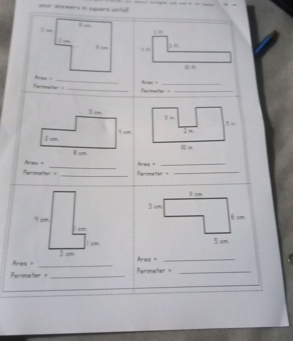 Calculate the area and perimeter for each | StudyX