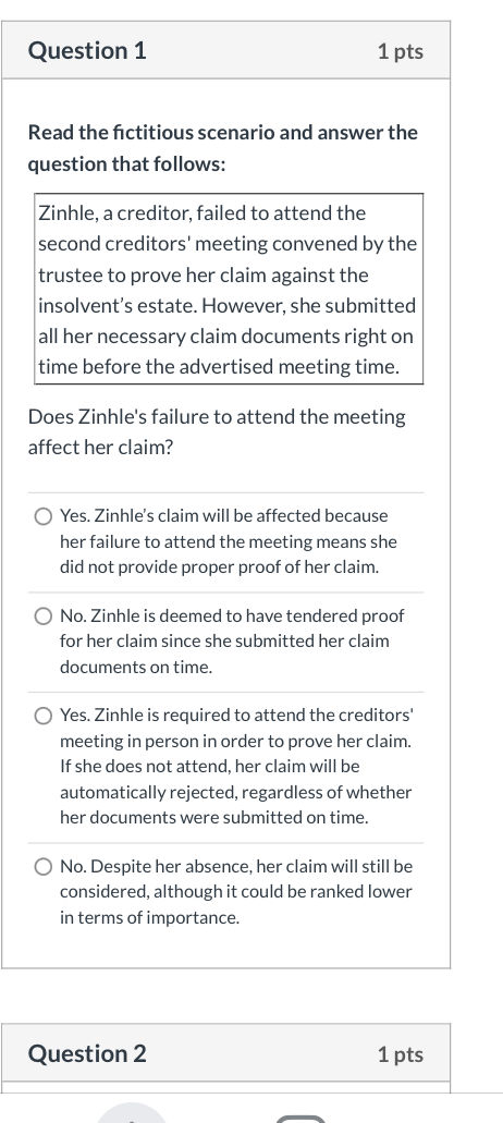 Read the fictitious scenario and answer the | StudyX