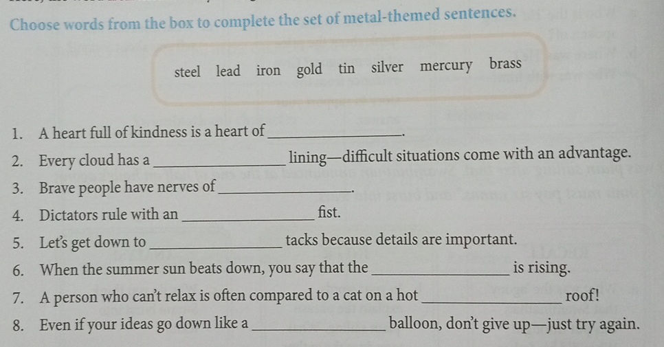 Choose words from the box to complete the | StudyX