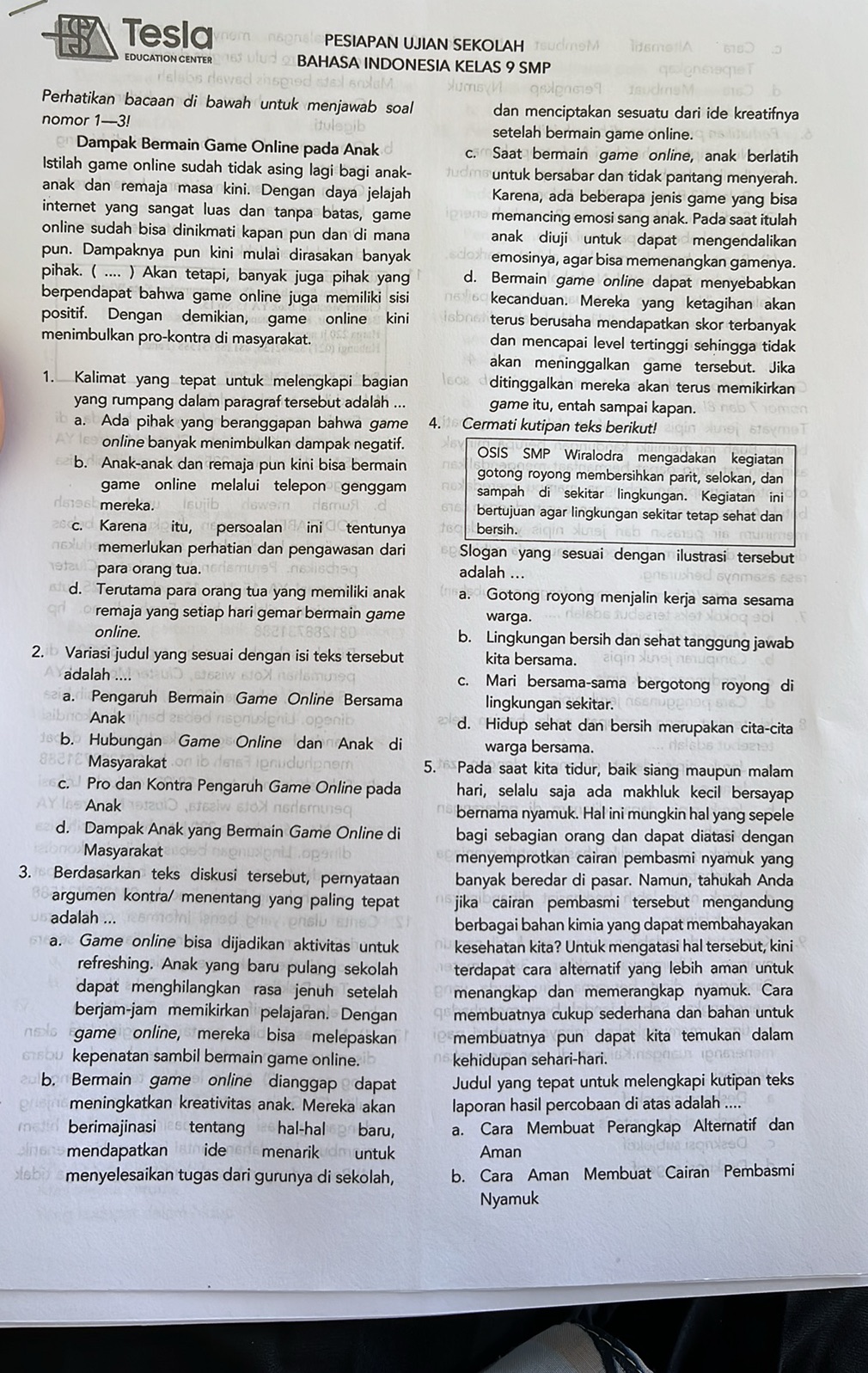 1. Kalimat yang tepat untuk melengkapi | StudyX