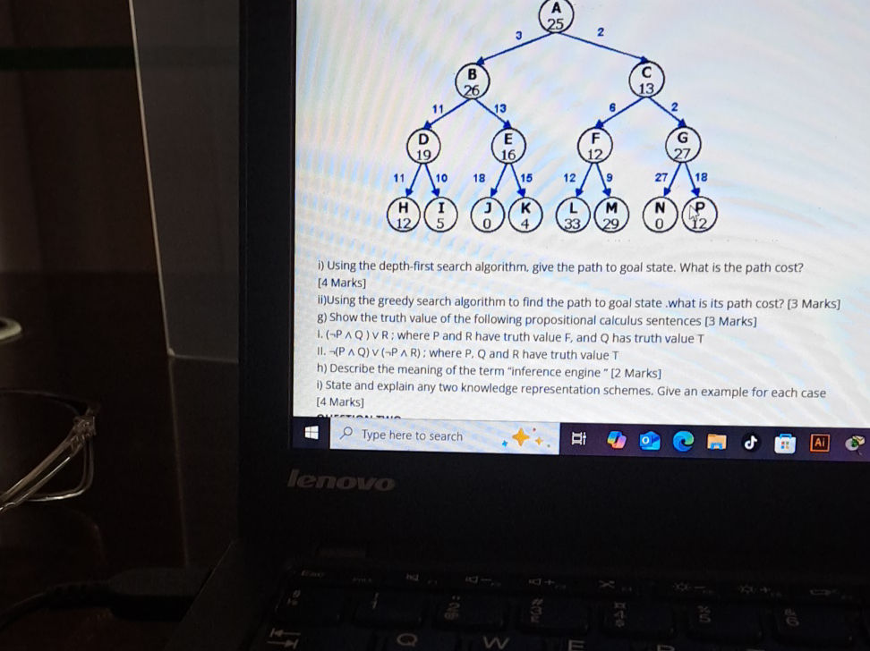 i) Using the depth-first search algorithm, | StudyX