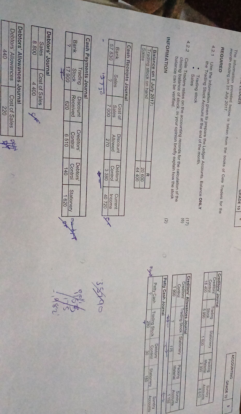 4.2.1 Use the information given to prepare | StudyX