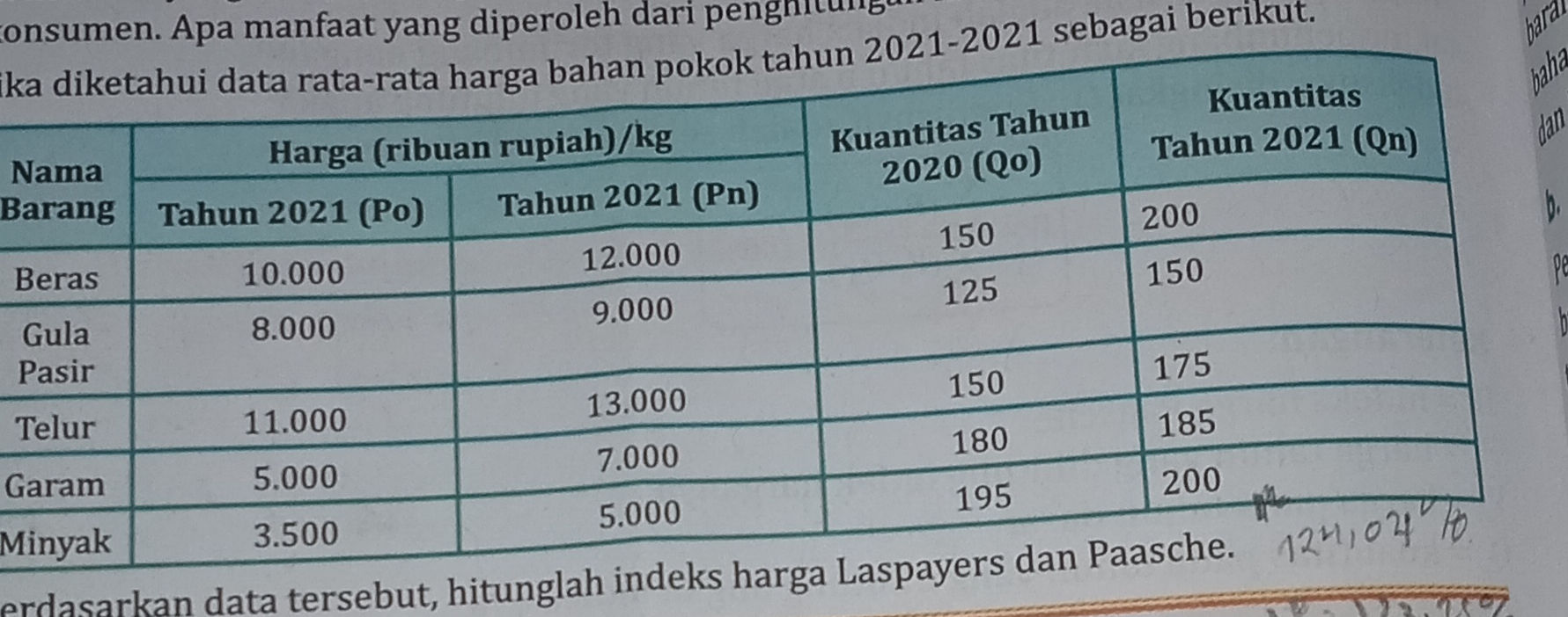 Berikut data rata-rata harga bahan pokok | StudyX